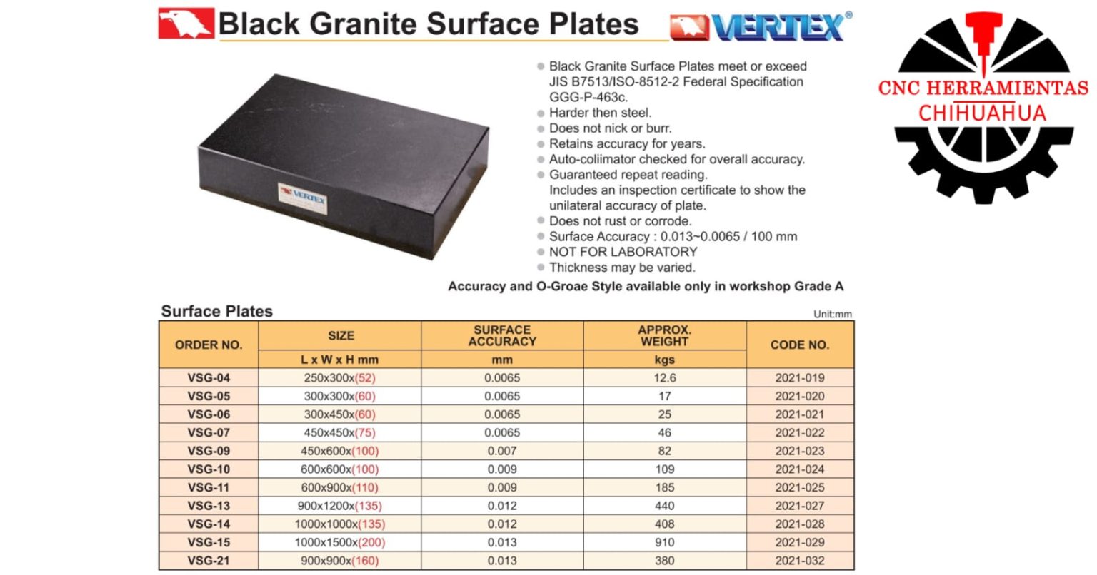 Mesa de Granito Mármol 600 x 900 x 110mm Vertex